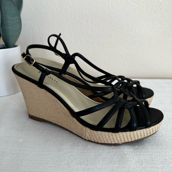 Xhilaration | Shoes | Xhilaration Black Strappy Platform Wedge Sandals ...